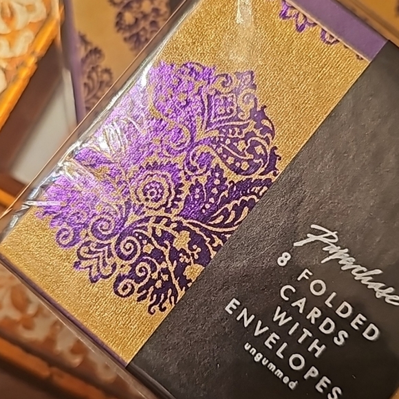 Design | Paperchase 8 Folded Cards With Envelopes Purple And Gold | Poshmark